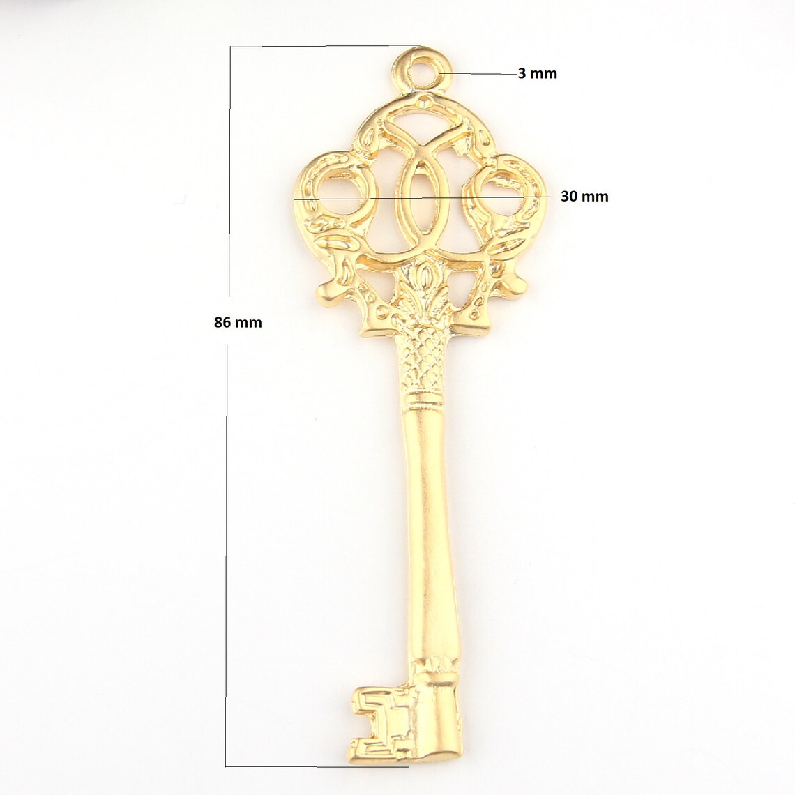 Gold, Large Skeleton Key Pendant, Key Necklace Piece, 1 Piece // GP-607 ...