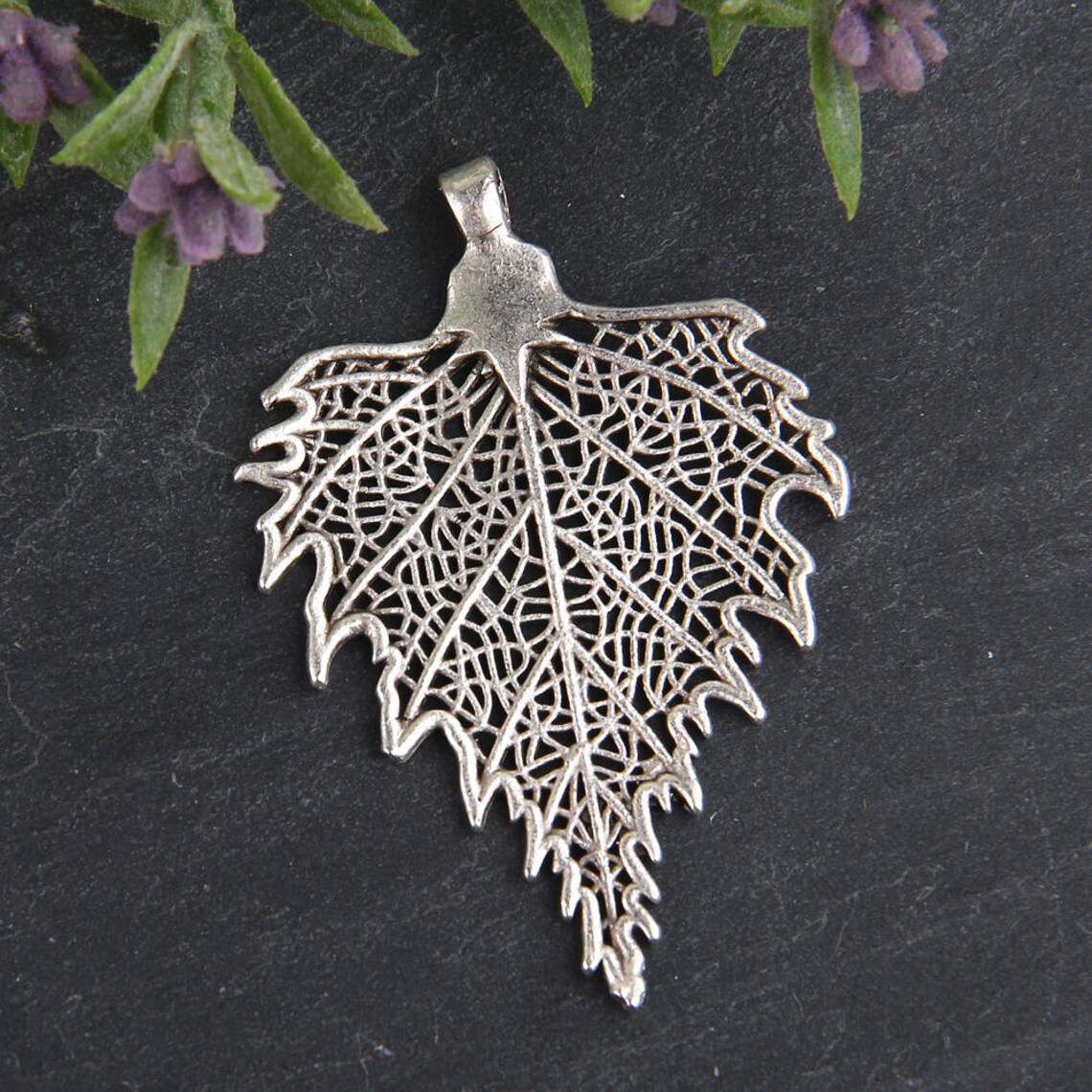 Silver, Large Detailed Leaf Pendant, Leaf Jewelry, Leaf Necklace,1 ...