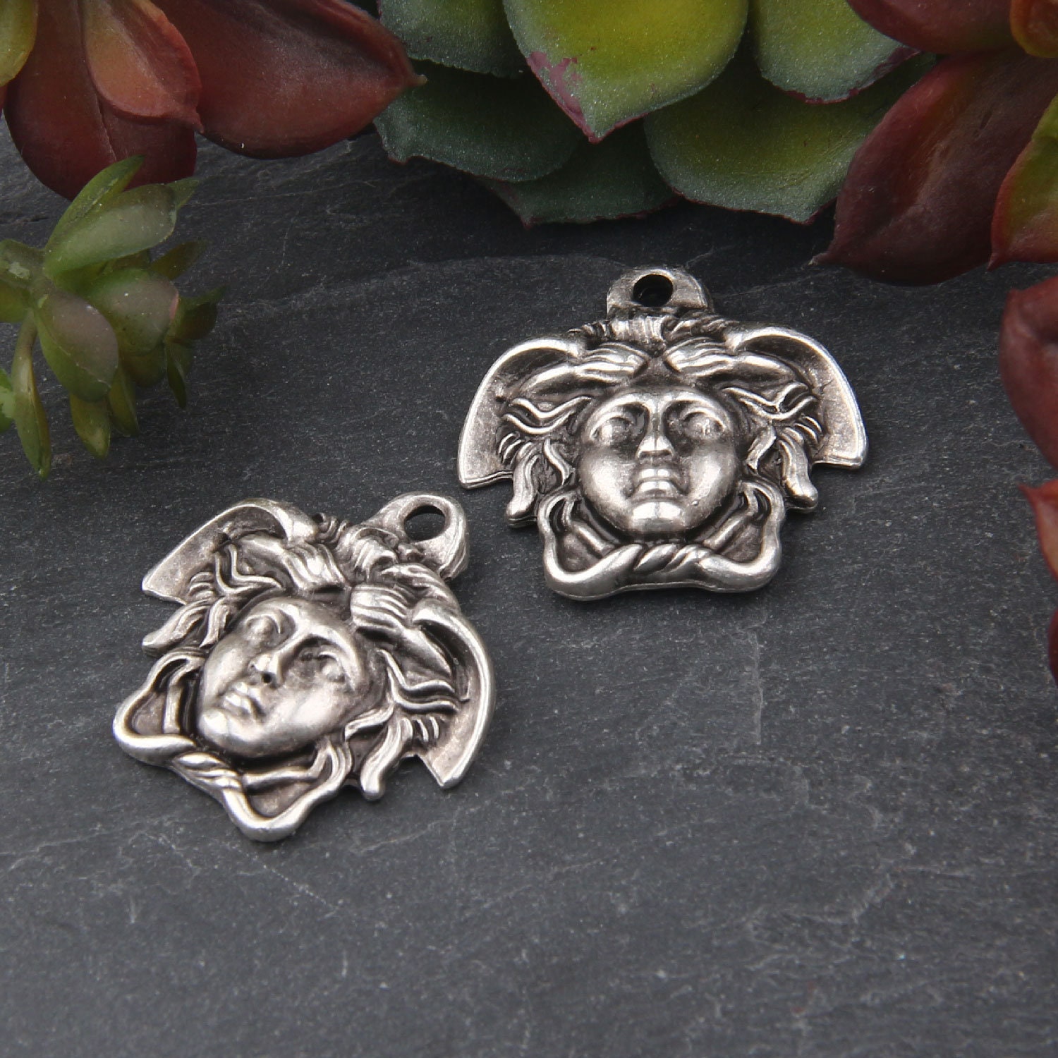 2 Medusa Pendant Charms, 1-sided Medusa Drop Charms, Medusa Pendant ...