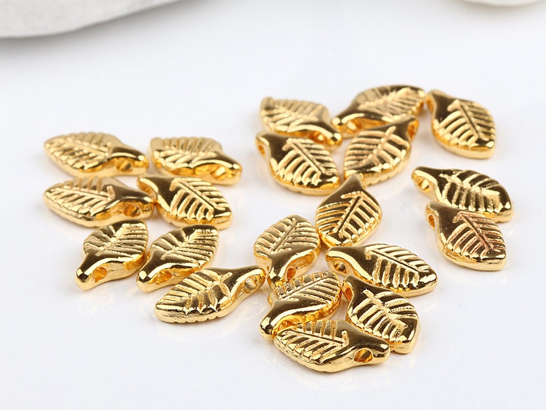20 Mini Gold Leaf Charms, Nature Charms, Tiny Leaf Charms // Gpch-093 ...