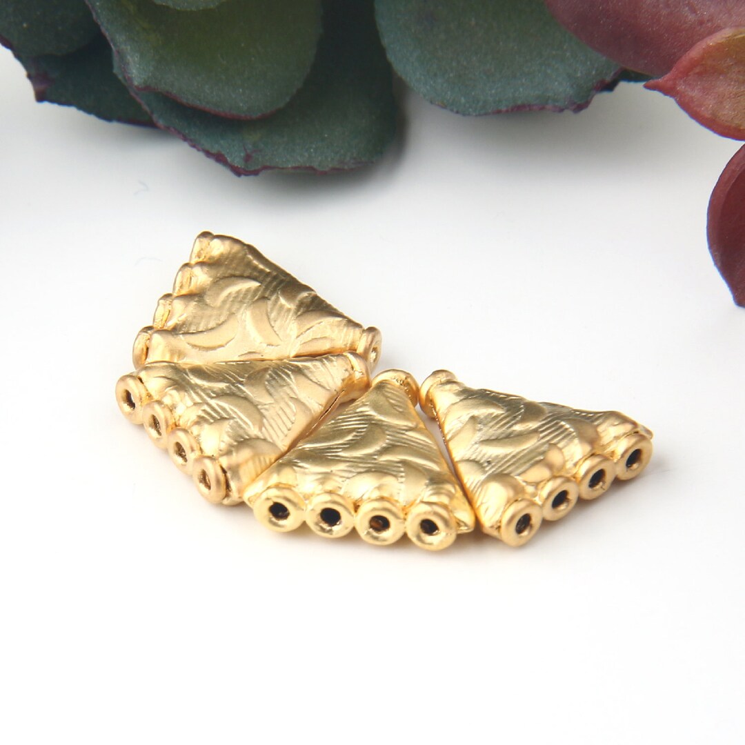 Gold, Textured Triangle Multi Strand Spacer Findings, Triangle Strand ...