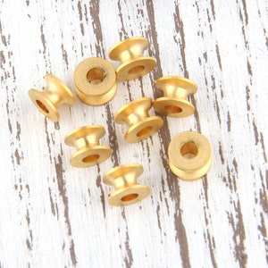 Spool Shaped Beads Spool Bead Spacers Gold Beads 22k Matte - Etsy