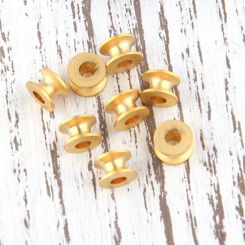 Spool Shaped Beads Spool Bead Spacers Gold Beads 22k Matte - Etsy