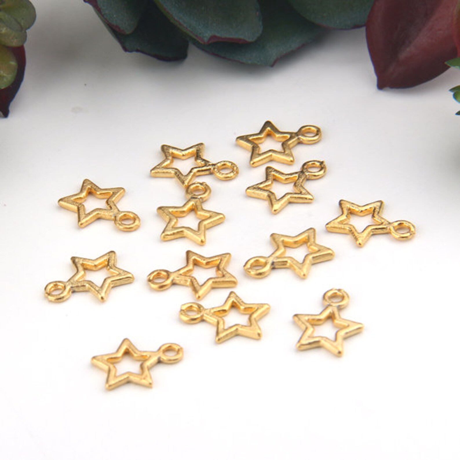 Gold Mini Star Charms, Gold Star Charms, Star Drop Charms, 12 Pcs ...