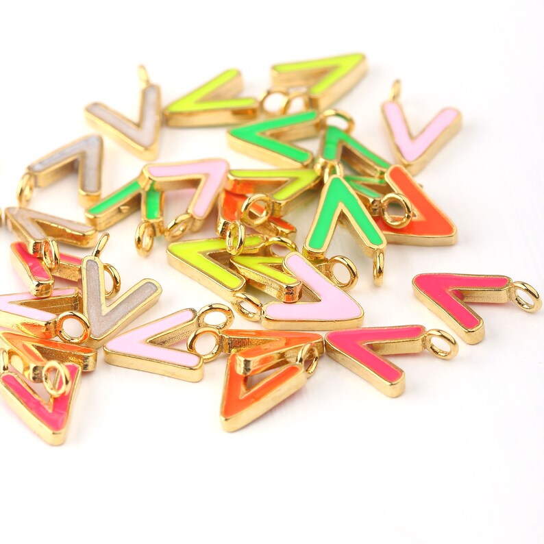 1 Letter V Charm, Enamel Letter Charms, Enamel Alphabet Charms, Letter ...