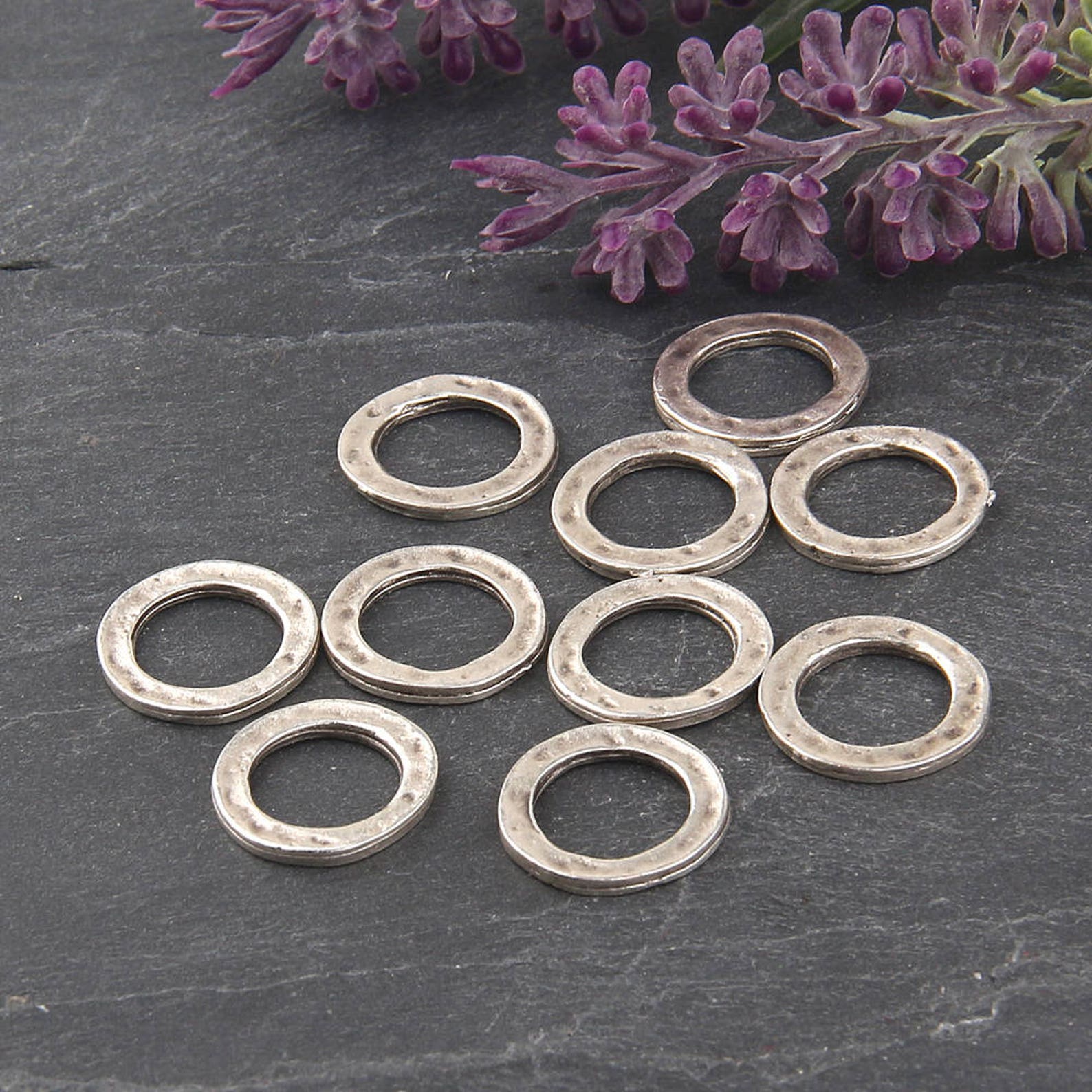 Silver Mini Flat Circle Connectors Circle Organic - Etsy