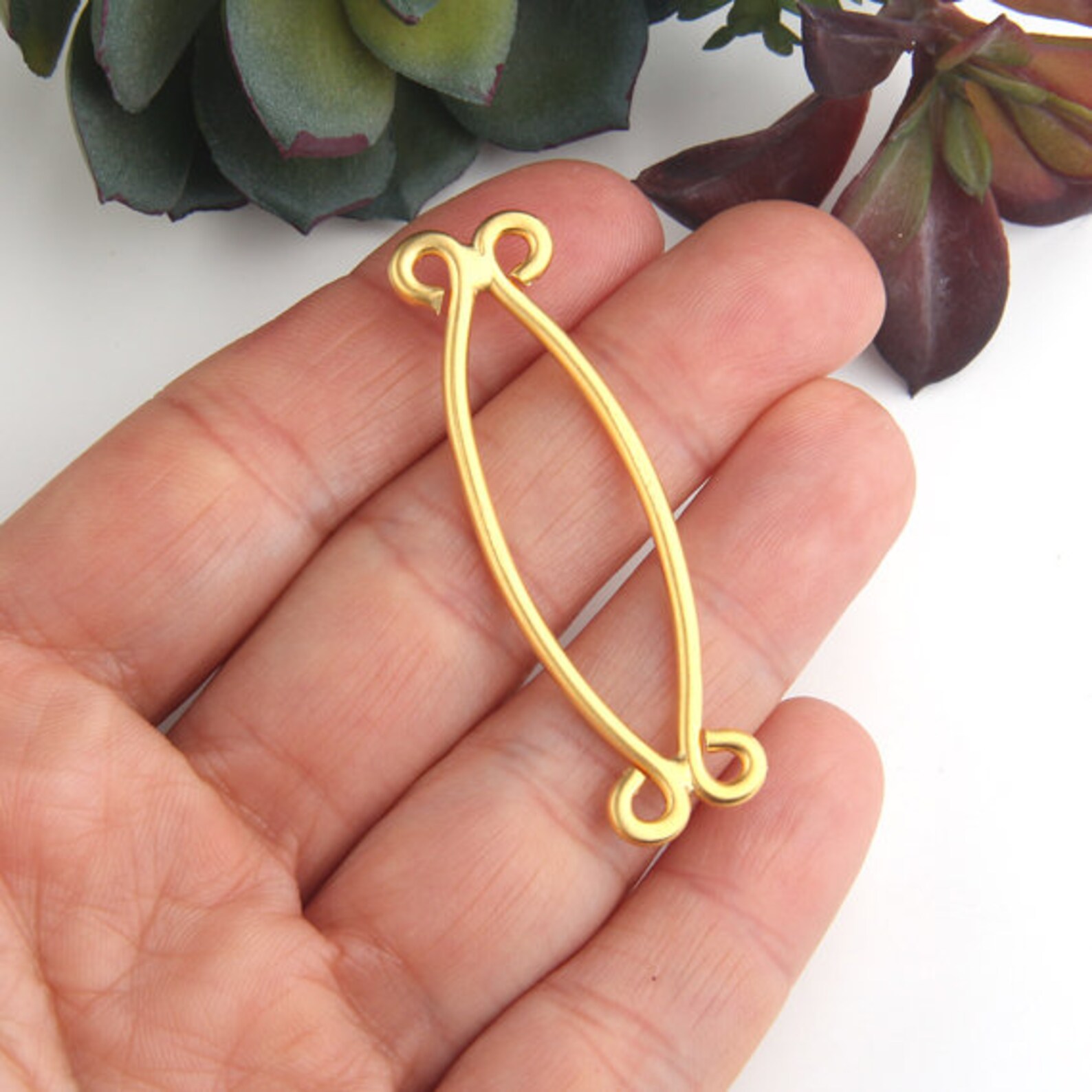 Curved Brass Connector Curved Connector Link 22k Matte Gold - Etsy