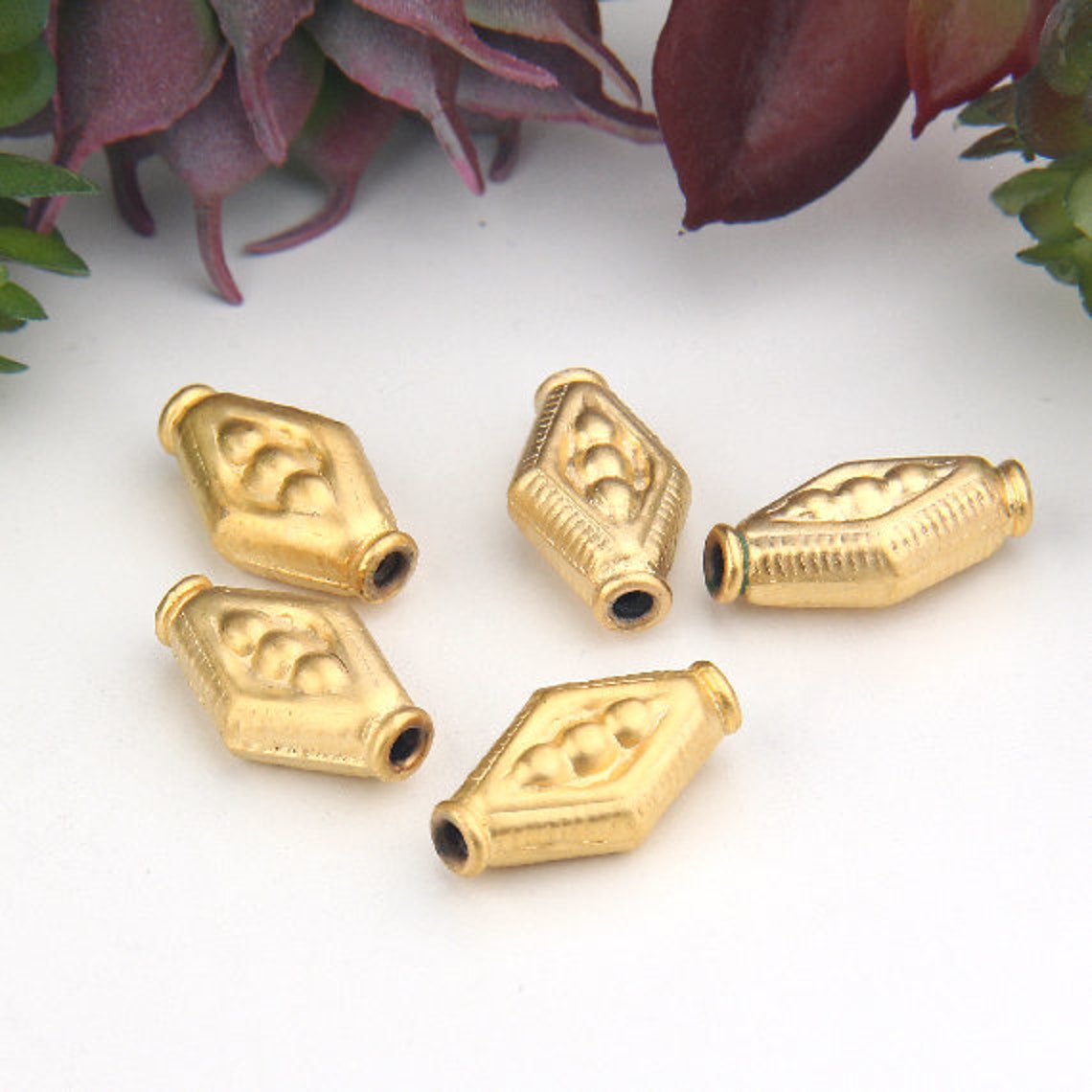 Gold Diamond Shaped Tribal Pattern Beads Ethnic Bead - Etsy