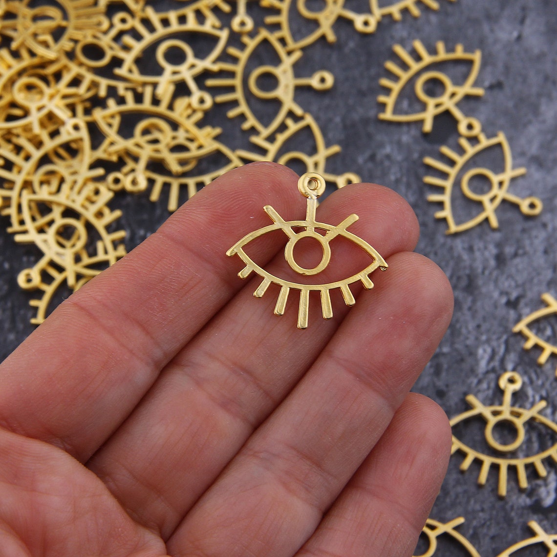 Eye Pendants, Golden Eye Pendant, Gold Plated Eye, Eye Charms, Evil Eye ...