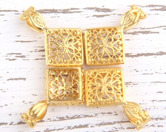 Matte Gold Fretwork Square Bail Charm Pendant 4 Pieces // - Etsy