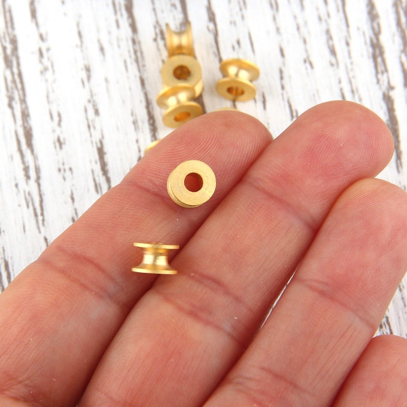 Spool Shaped Beads Spool Bead Spacers Gold Beads 22k Matte - Etsy