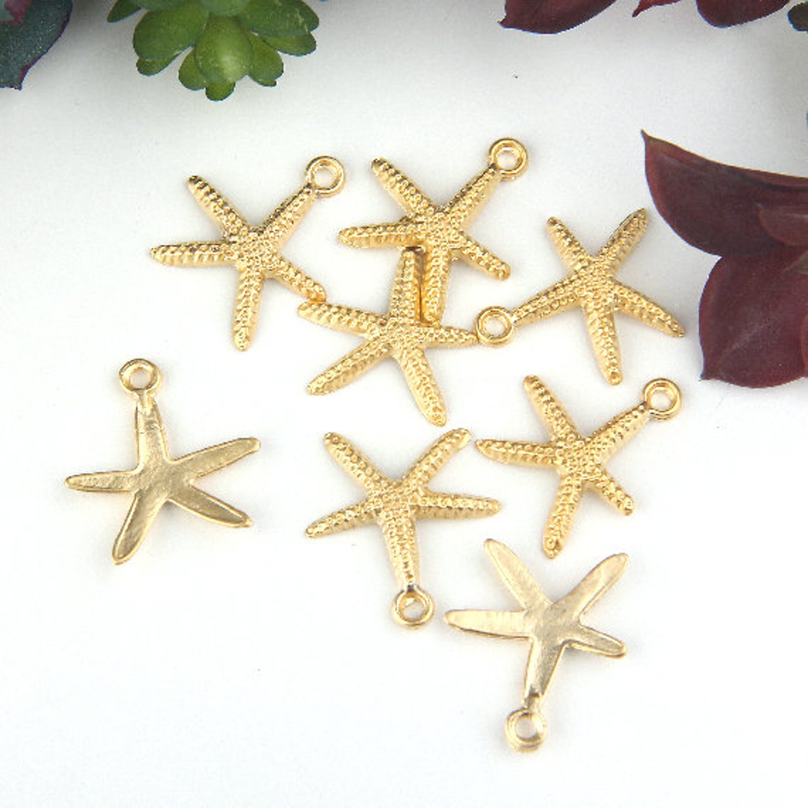 Matte Gold, Star Fish Charms, Beach Charms, Nautical Charms, 8 Pieces ...