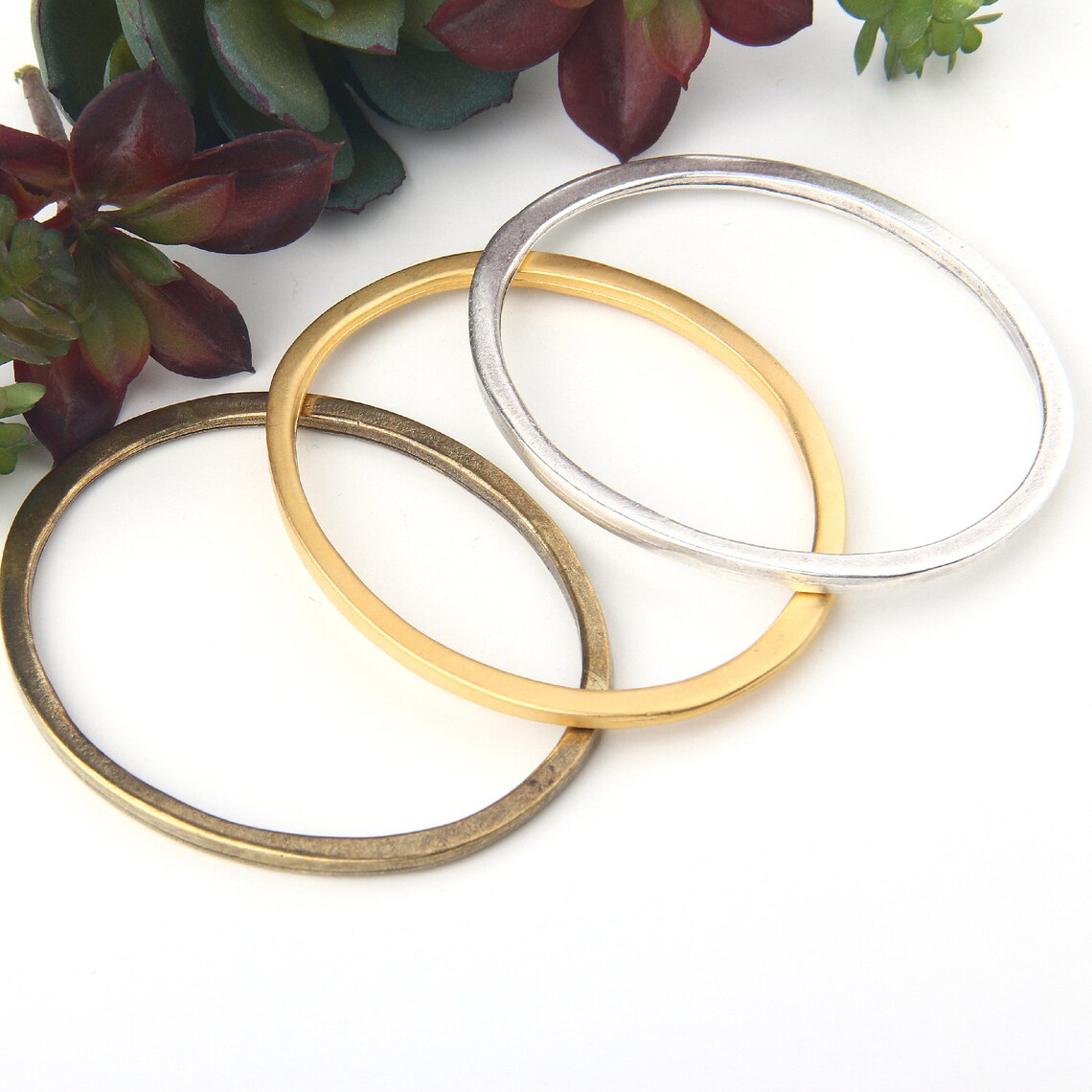 1 Large Oval Gold Pendant Connector, Oval Link, Link Connector, Focal ...