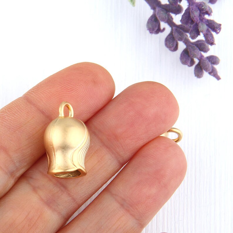 Bell Shaped Gold Plated Tassel Cap, Cord End, End Caps, Gold Cone, 2 ...