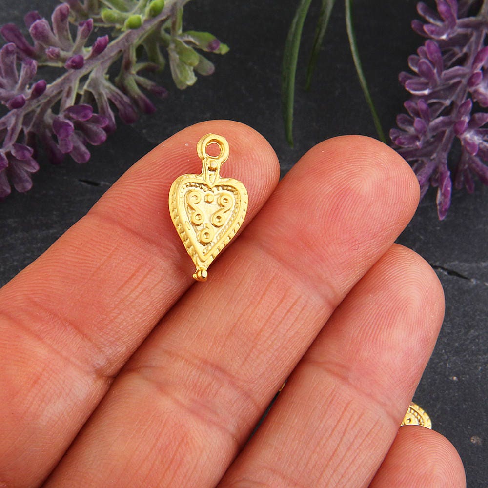 Gold Ethnic Patterned Heart Charms Mini Heart Charms Gold | Etsy