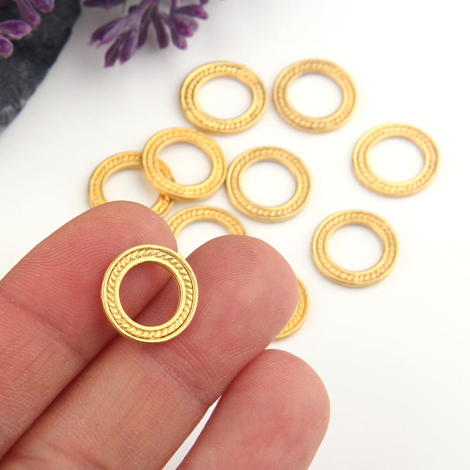 Gold Mini Flat Circle Connectors Circle Organic Connectors - Etsy