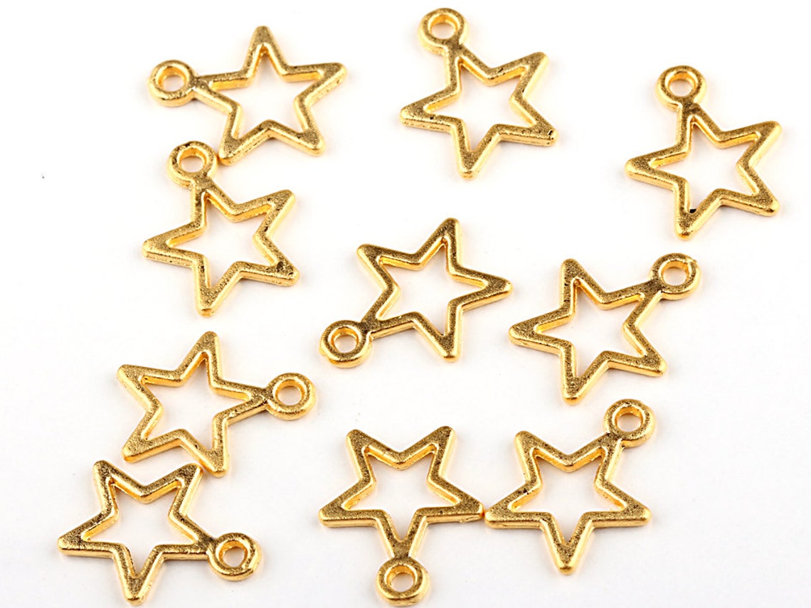 Gold Star Charms 22k Matte Gold Plated 10 Pieces // Gpch-133 - Etsy