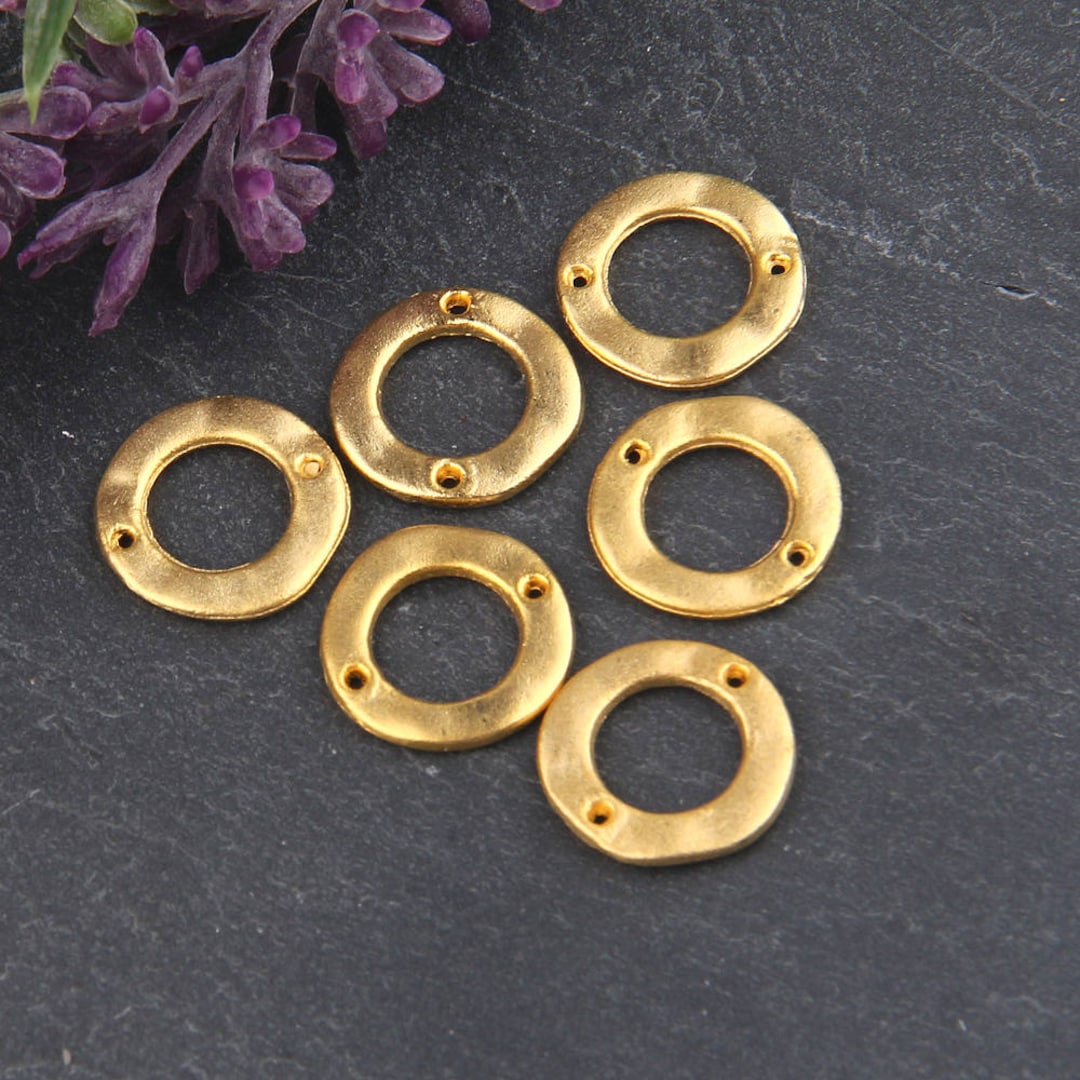Gold, Mini Flat Circle Connectors, Circle Organic Connectors, Gold Ring ...
