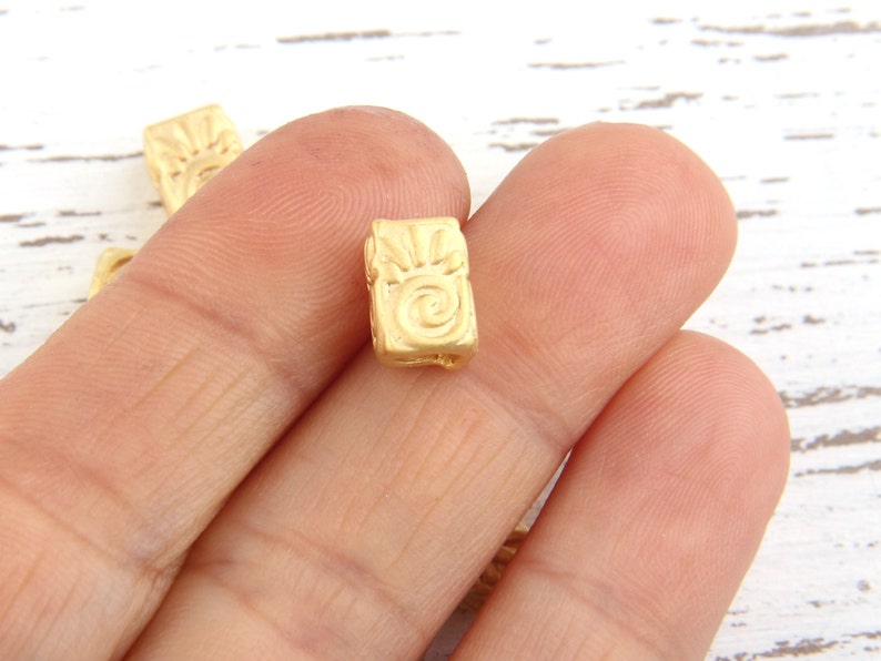 Gold Rectangular Cube Bead Spacer With Large Hole 10 Pcs // - Etsy