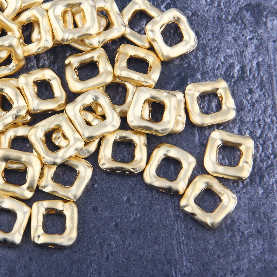 Square Slider Beads, Gold Square Beads, Bead Spacers, Bracelet Beads ...