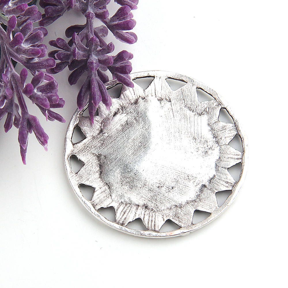 Silver, Tribal Sun Disc Pendant, Sun Disc, Disc Pendant, 1 Piece // SP ...