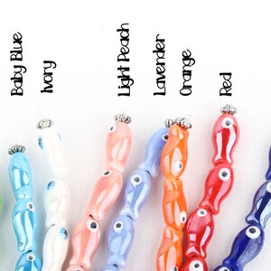 3 Ceramic Fish Beads, Ceramic Evil Eye Beads, Fish Beads, Handmade ...