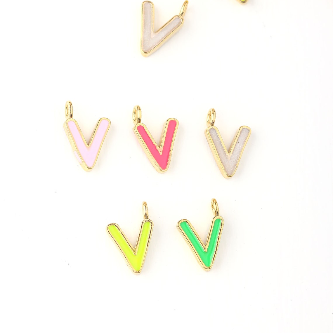 1 Letter V Charm, Enamel Letter Charms, Enamel Alphabet Charms, Letter ...