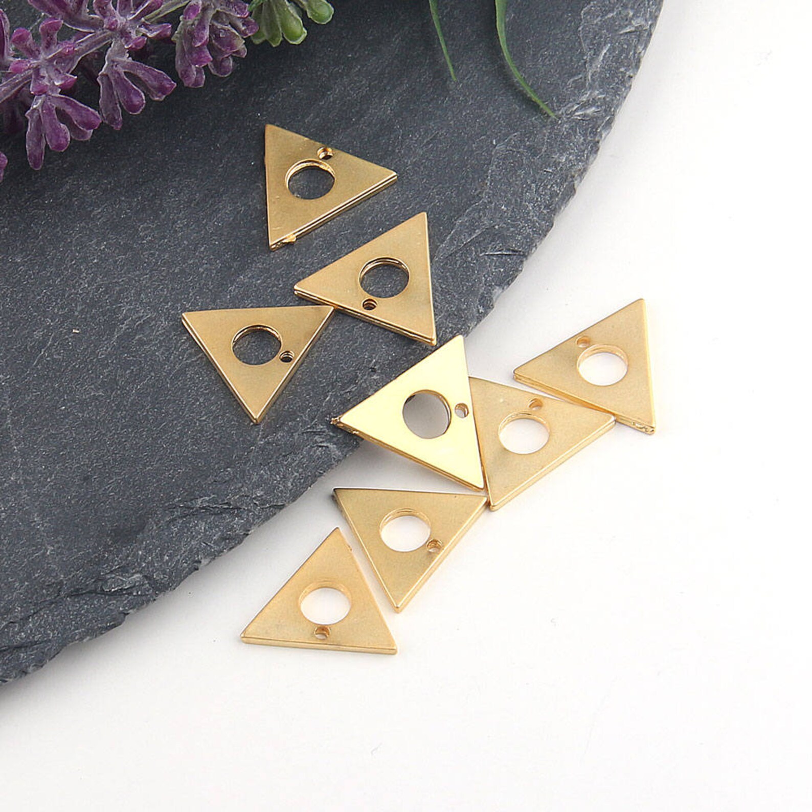 Gold Mini Triangle Charms Triangle Dangles Geometric | Etsy
