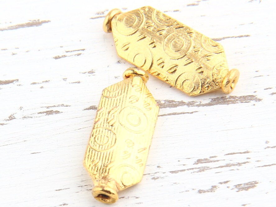 Flat Rectangle Bead Slider With Circle Patterns 2 Pieces // - Etsy