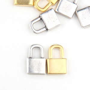 Silver Small Lock Charms Plain Lock Charms 4 Pcs // Sch-190 - Etsy