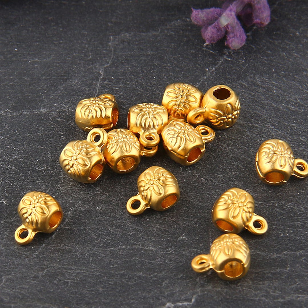 Gold Mini Pendant Bails, Gold Cord Bails, Ribbon Bails, Charm Holders ...