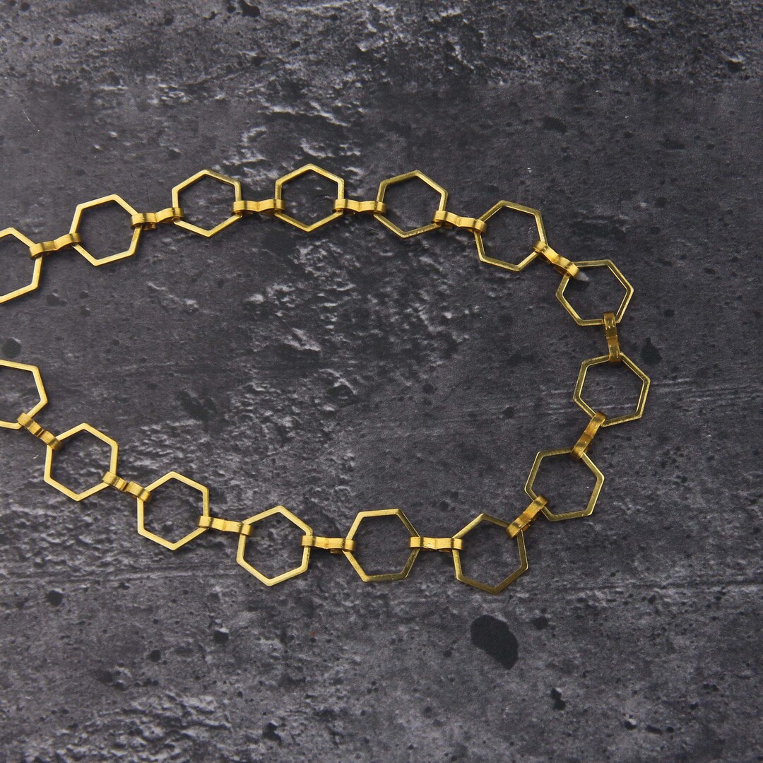 Raw Brass Chain Hexagon Shaped Chain Raw Brass Geometric - Etsy