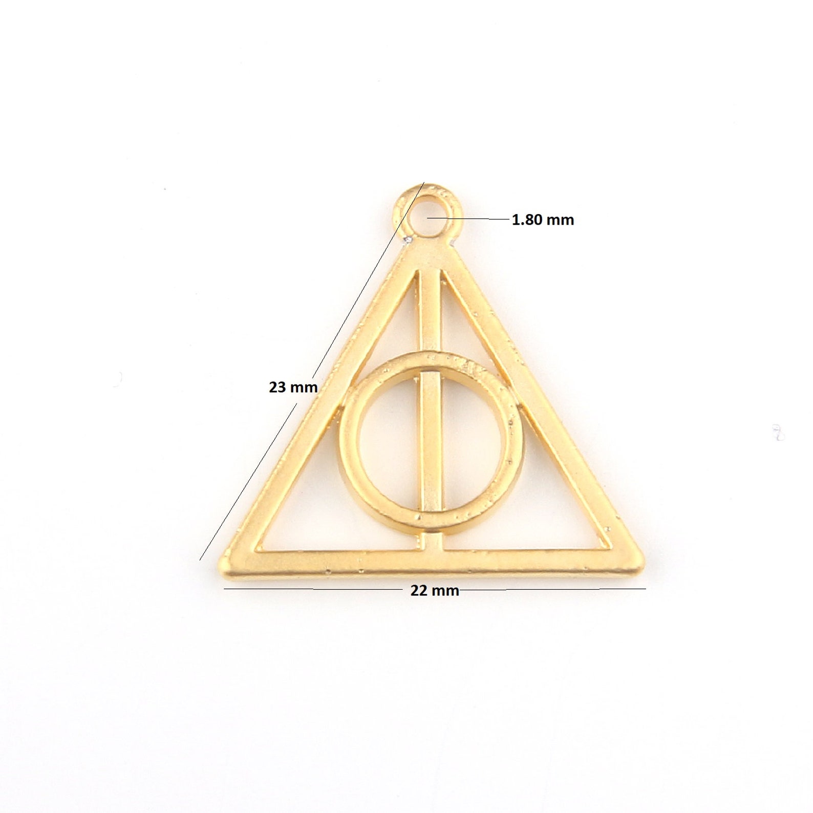 Gold, Triangle Charm Pendants, Circle in Triangle, Abstract Pendants ...