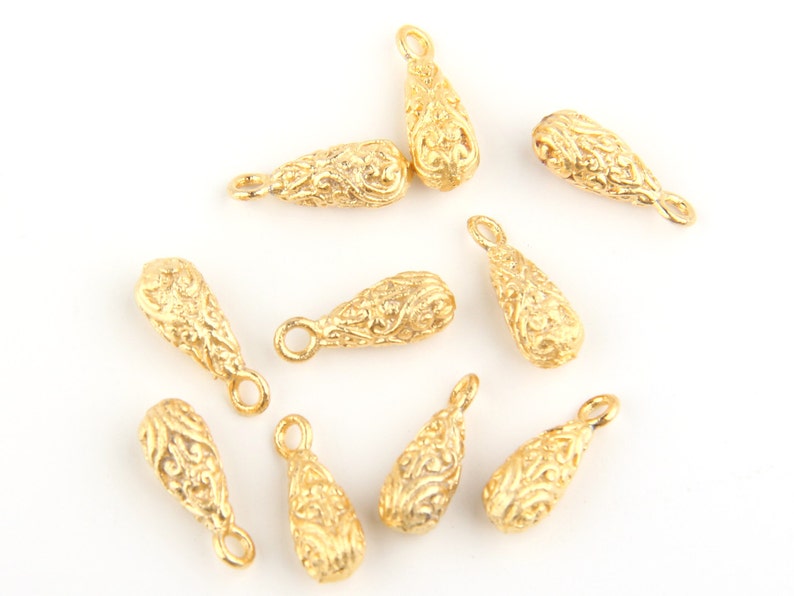 Gold Floral Embossed Charms, 22k Matte Gold Plated,10 Pcs // Gch-190 - Etsy