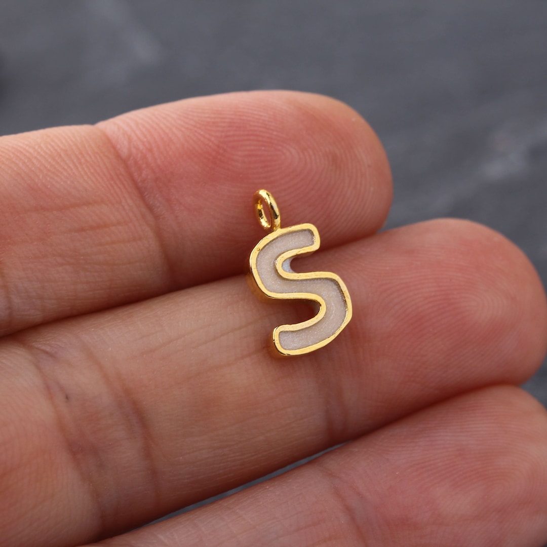1 Letter S Charm, Enamel Letter Charms, Enamel Alphabet Charms, Letter ...