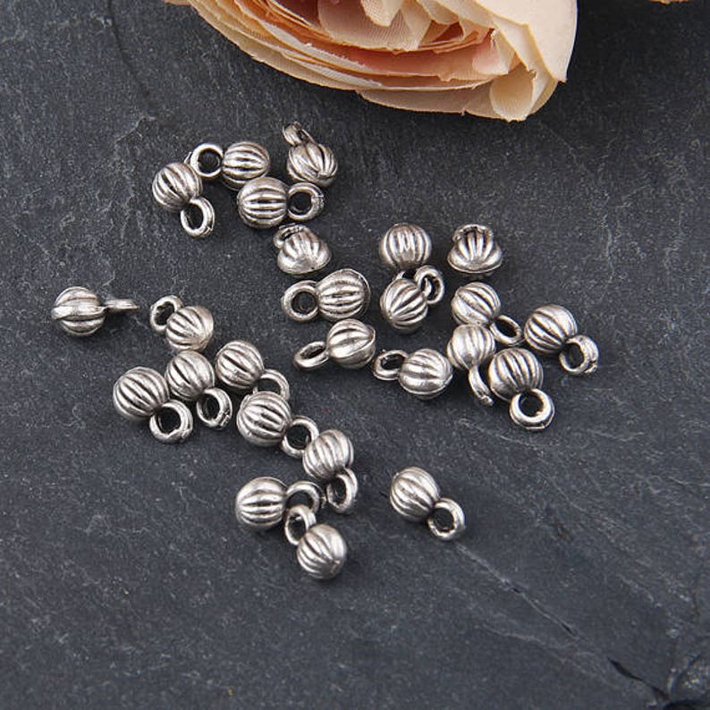 Tiny Striped Silver Charms / Mini Charms / Mini Silver Charms / Drop ...