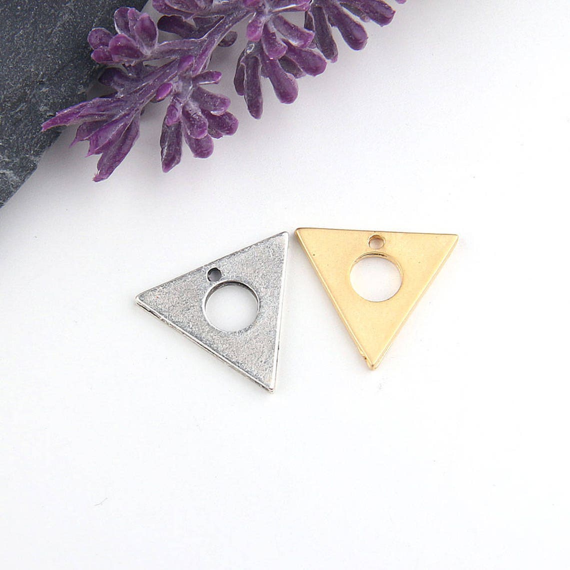 Gold Mini Triangle Charms Triangle Dangles Geometric | Etsy