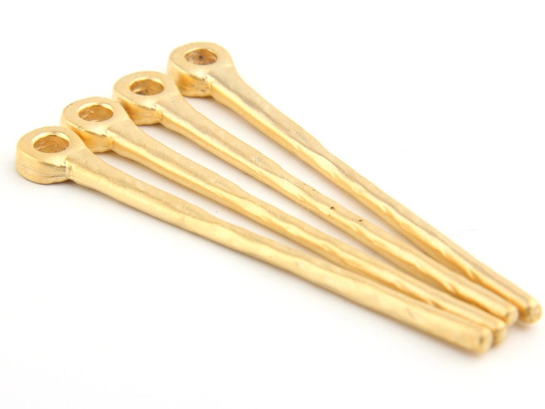 Gold Plated Long Bar Pendants Long Bar Charms 4 Pieces // - Etsy