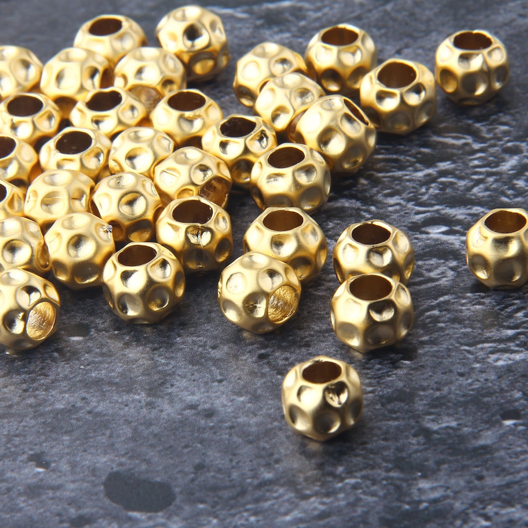 Gold Spongy Beads, Sponge Bead Sliders, Slider Beads, Bracelet Beads ...