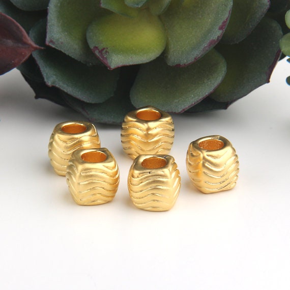 Large Hole Gold Slider Beads Gold Bead Spacers Wavy | Etsy