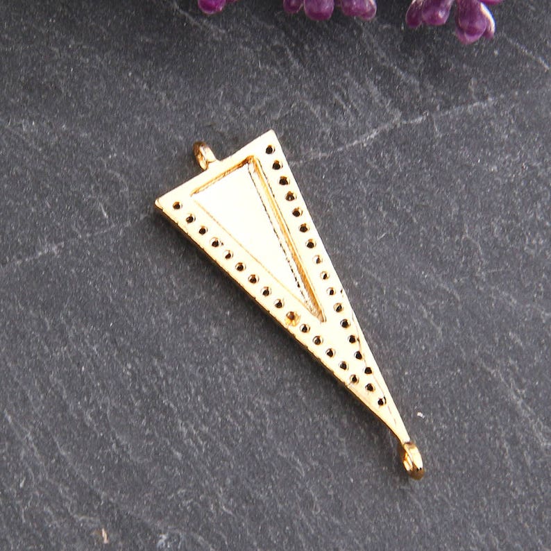 Gold Triangle Connector With Black Micro Pave CZ Frame 1 - Etsy