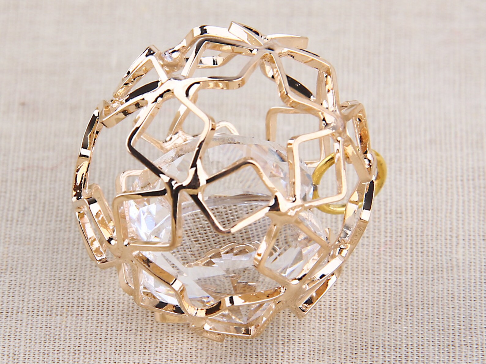 Caged Crystal Large Sphere Pendant Gold Tone 1 Piece // - Etsy