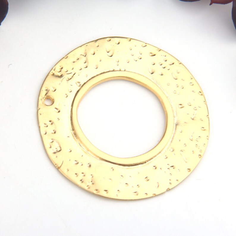 Gold Round Flat Hammered Loop Pendant Loop Pendant Large - Etsy