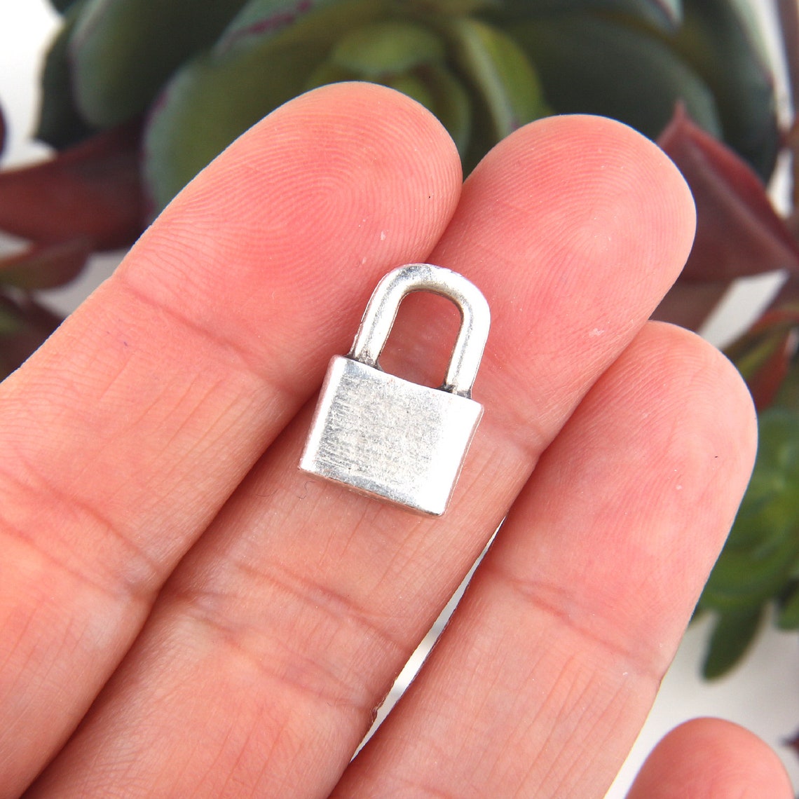 Silver Small Lock Charms Plain Lock Charms 4 Pcs // Sch-190 - Etsy