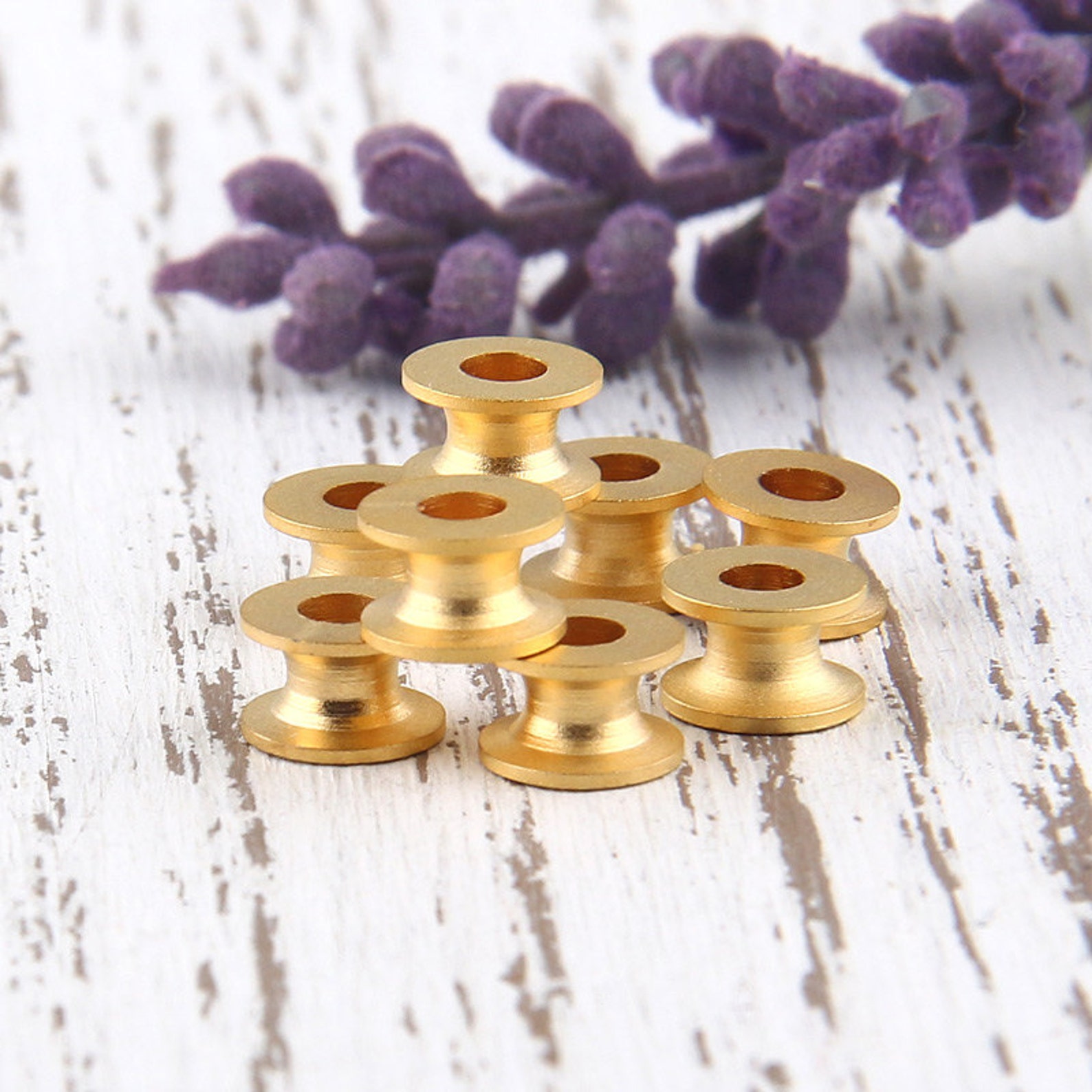 Spool Shaped Beads Spool Bead Spacers Gold Beads 22k Matte - Etsy