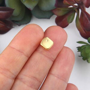8 Gold Organic Mini Square Metal Beads, Gold Cube Beads, 7.5mm // GB ...