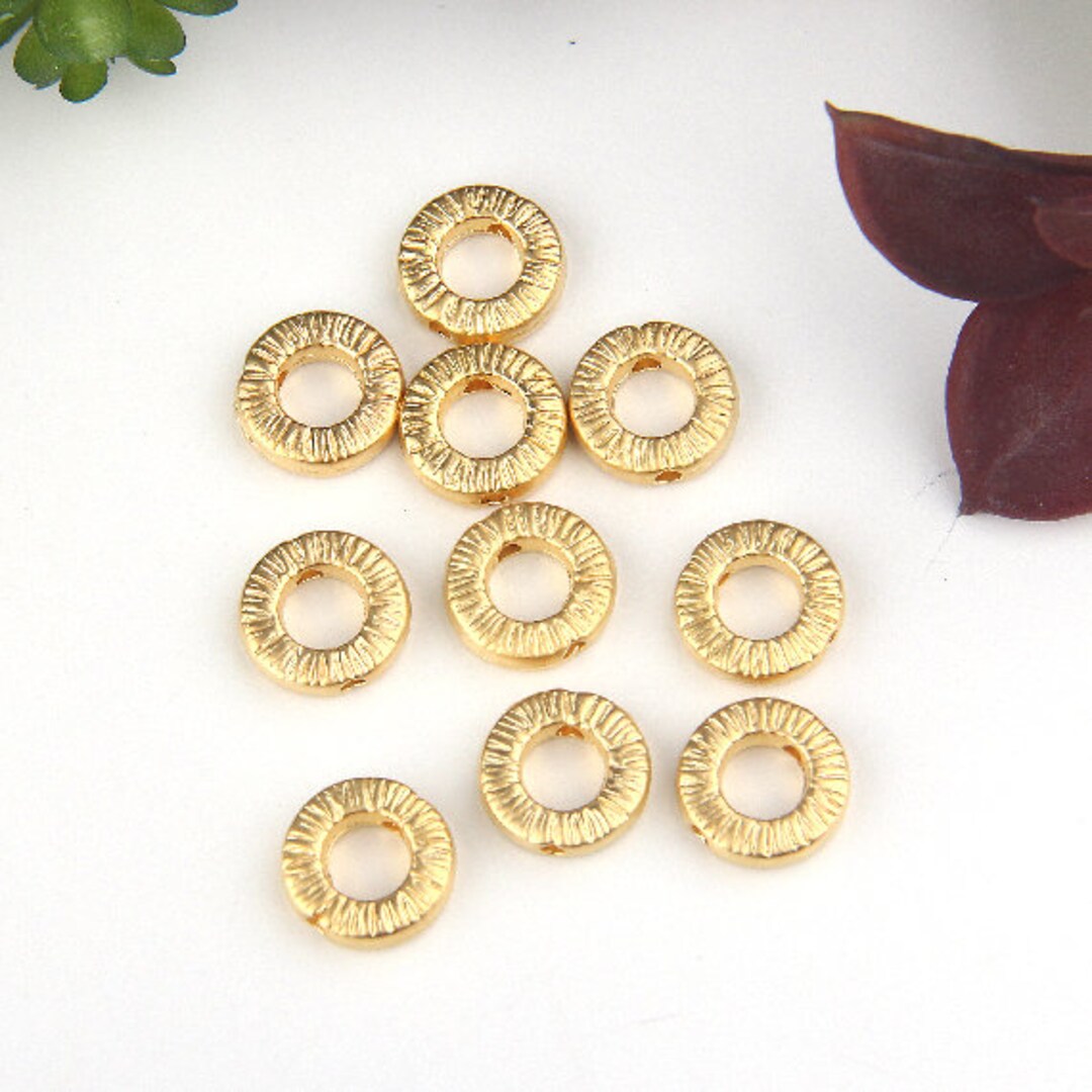 Gold, Donut Ring Beads, Donut Beads, 10mm, 10 Pcs // GB-269 - Etsy
