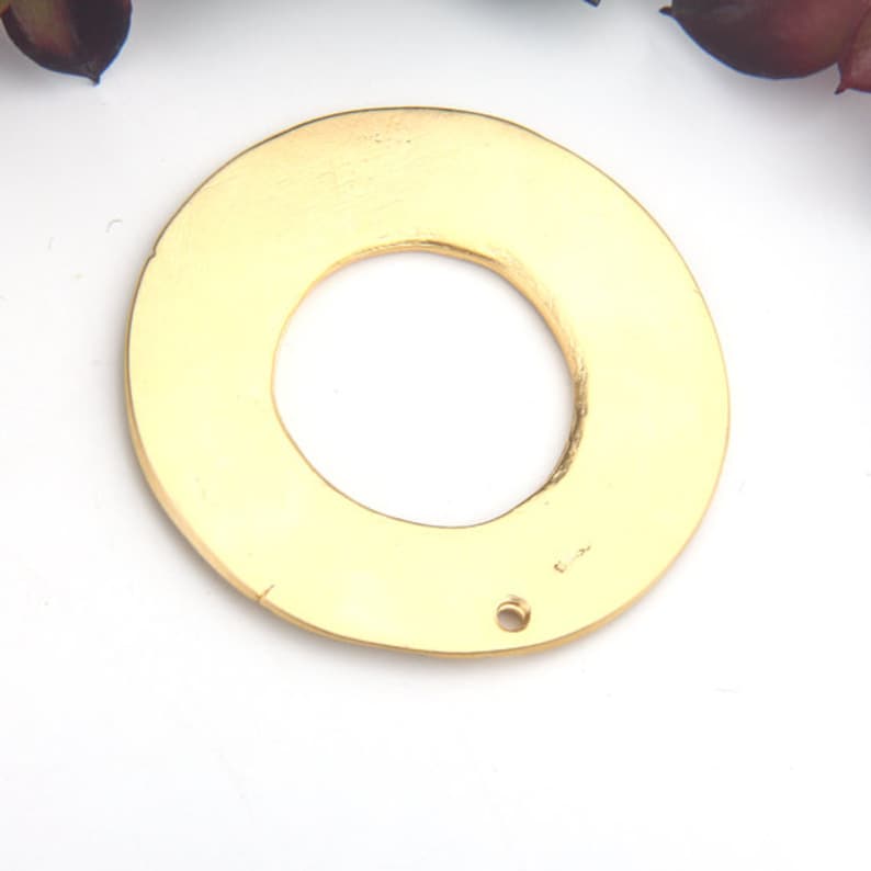Gold, Round Flat Hammered Loop Pendant, Loop Pendant, Large Disc ...