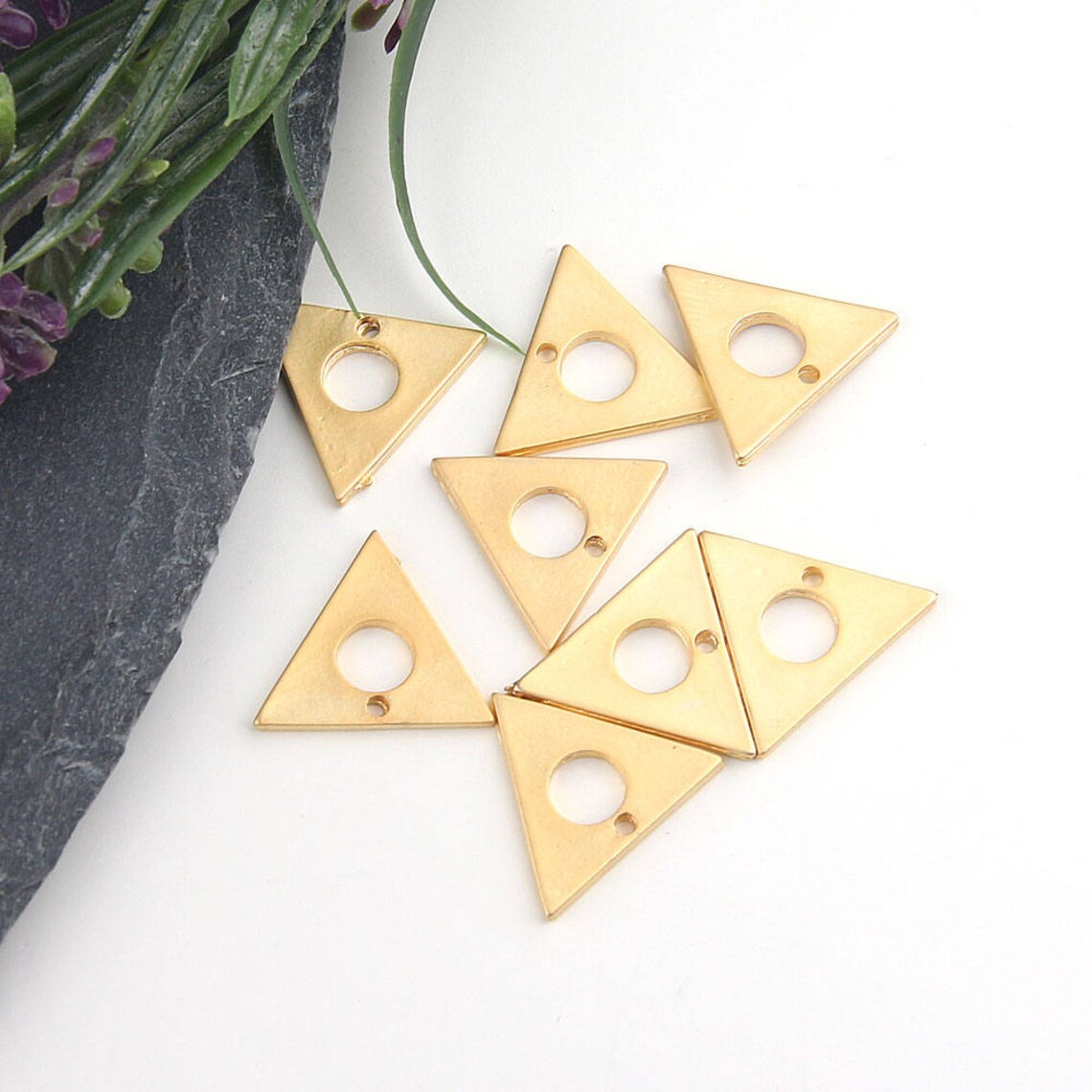 Gold, Mini Triangle Charms, Triangle Dangles, Geometric Charms, 8 ...
