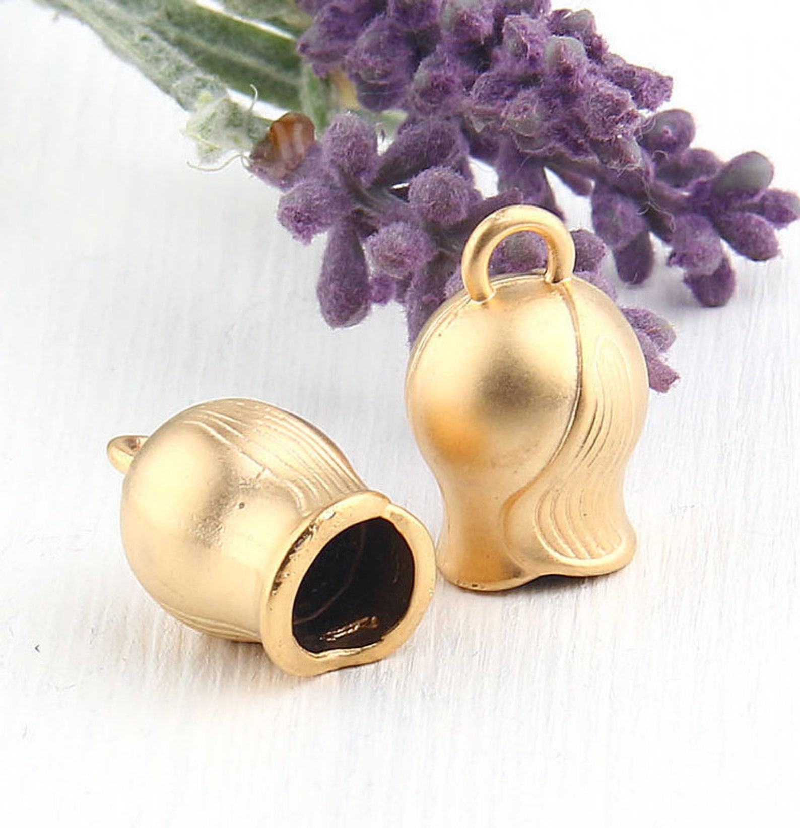 Bell Shaped Gold Plated Tassel Cap Cord End End Caps Gold | Etsy